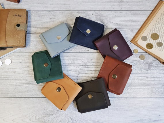 Cute Small Minimalist Womans Wallet Personalized Leather - Etsy