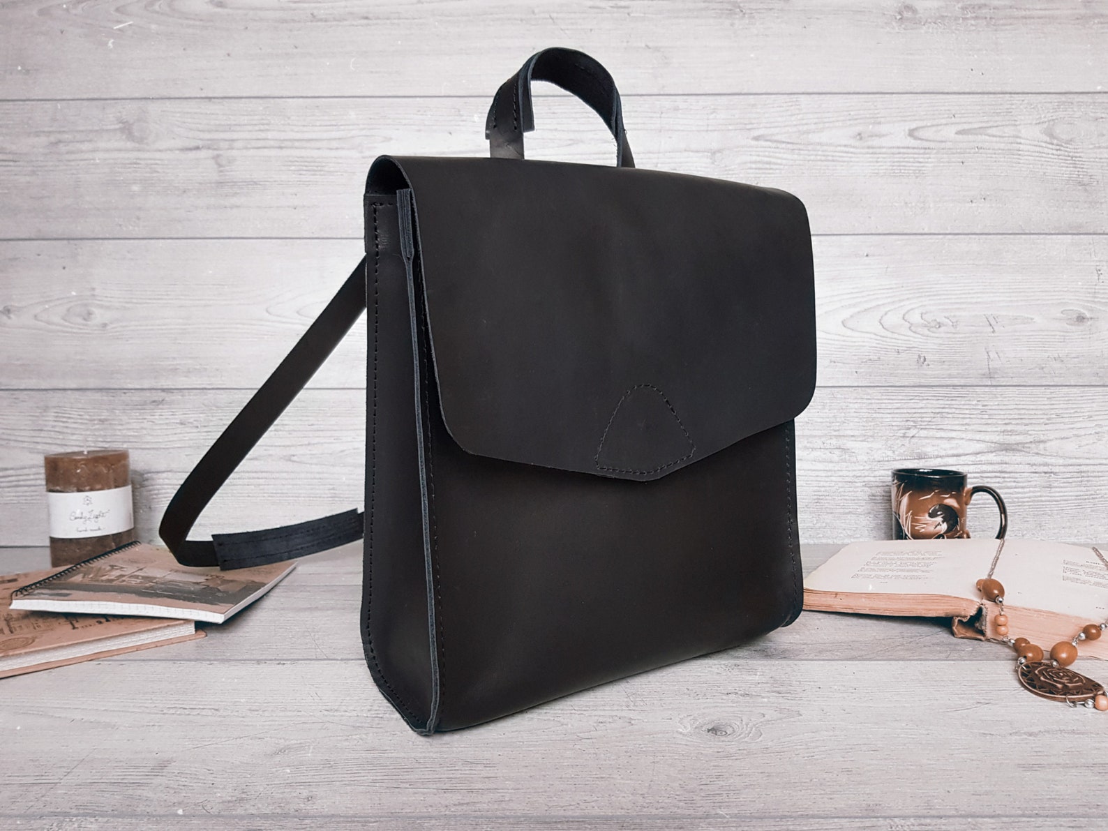 Mini Backpack, Convertible Backpack Purse, Black Leather Backpack Women ...