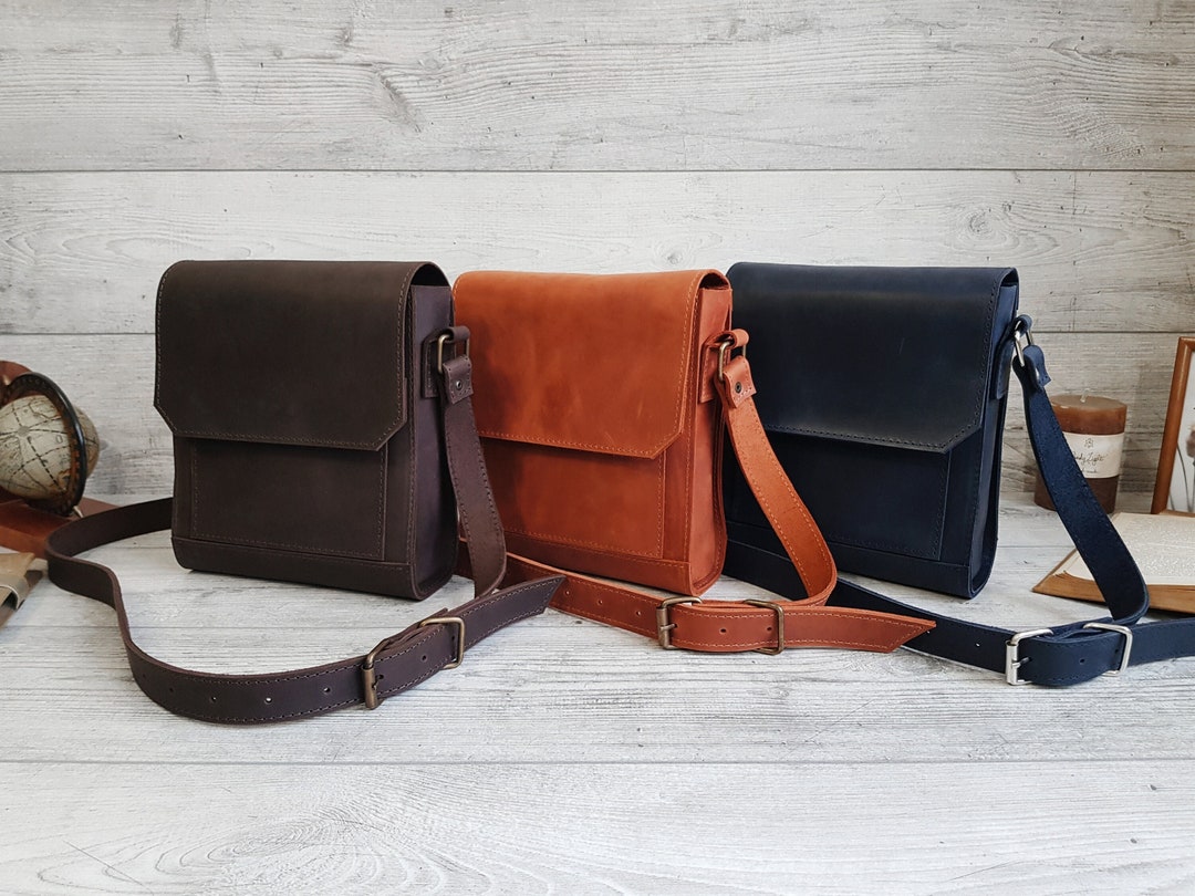 Leather Mens Crossbody Bag, Small Shoulder Bag for Men, Brown Leather ...