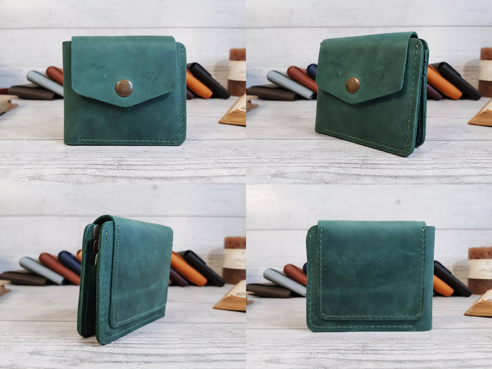 Cute Small Minimalist Womans Wallet Personalized Leather - Etsy