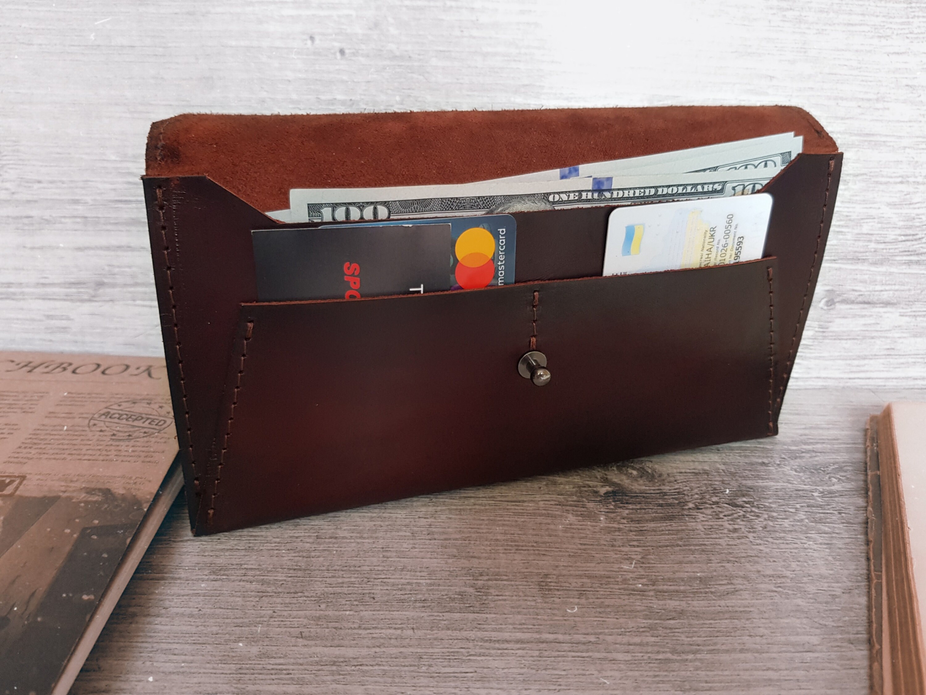 Slim wallet Minimalist wallet Leather passport wallet Credit | Etsy