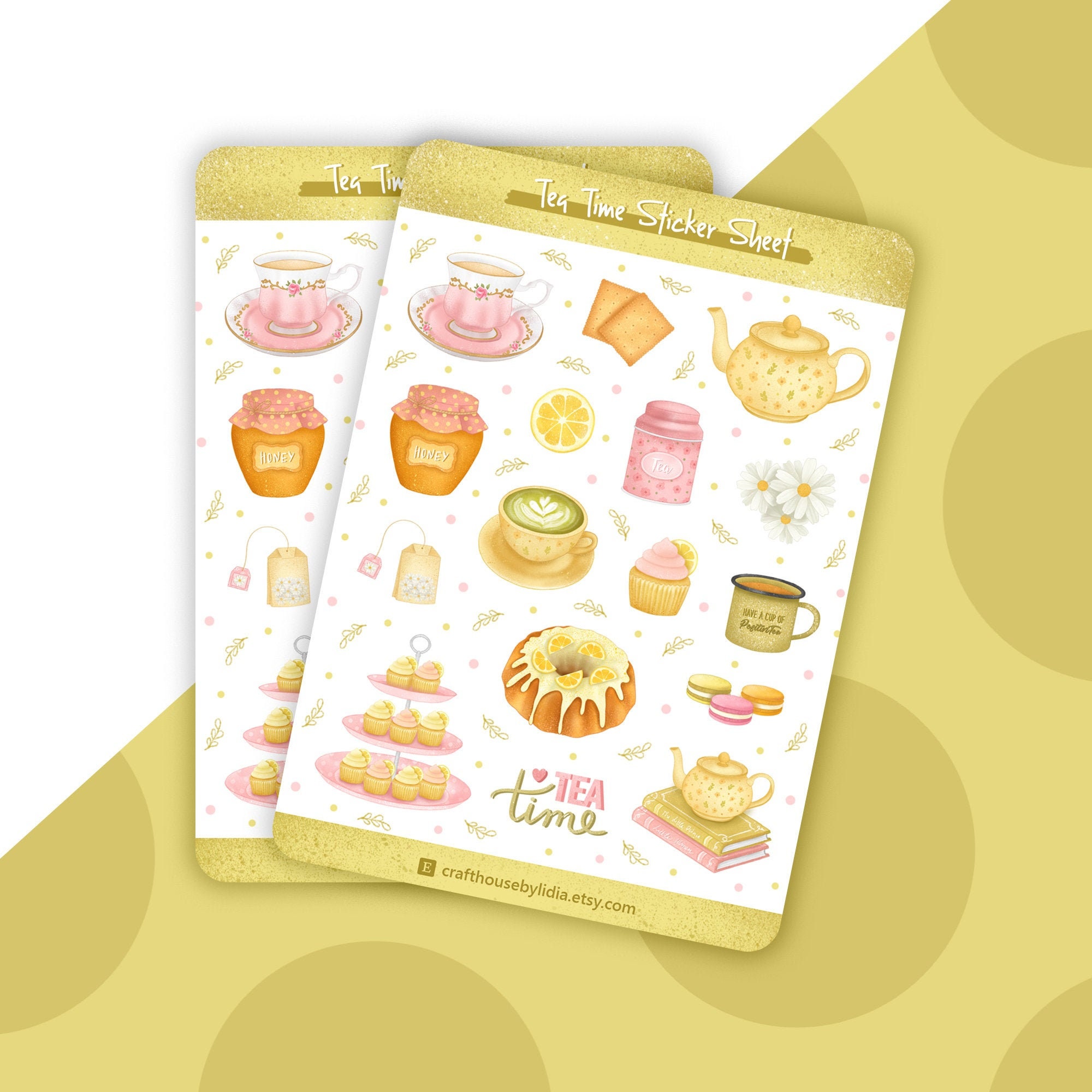 Tea Stickers Tea Sticker Sheet Tea Time Stickers Planner - Etsy