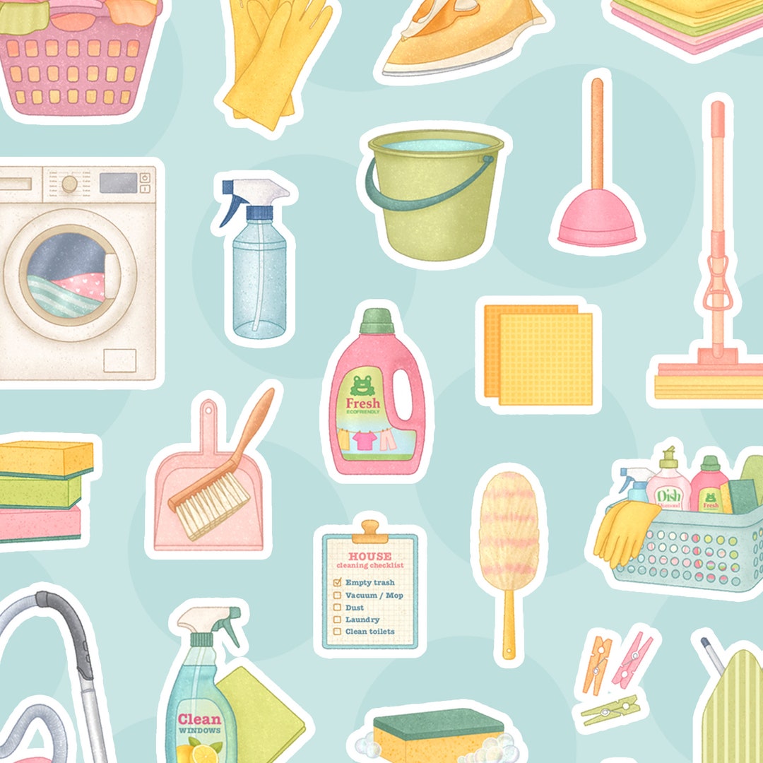 Housekeeping Sticker Pack | Cleaning Stickers | Bullet Journal Stickers ...