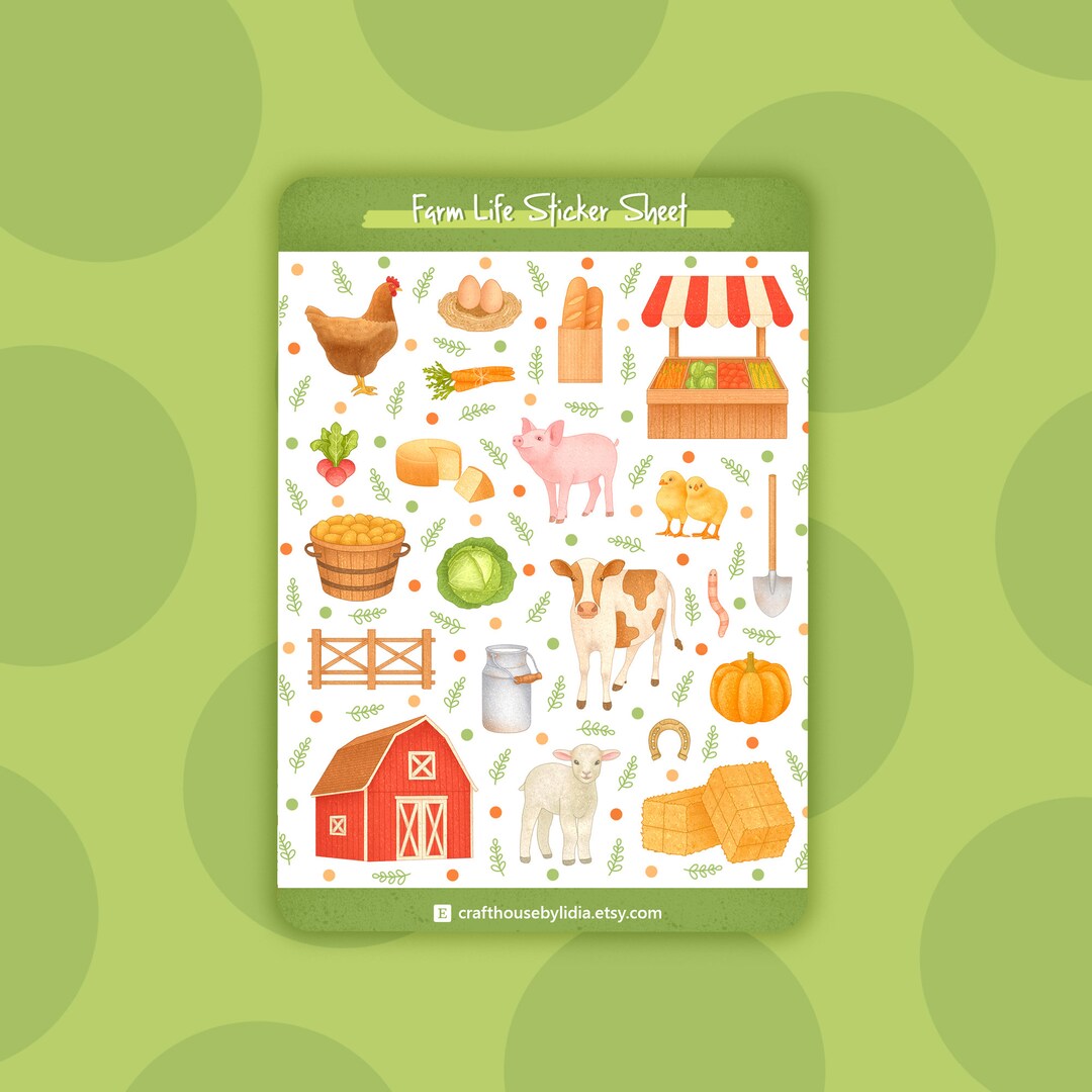 Farm Life Sticker Sheet | Farm Animals Stickers - Etsy