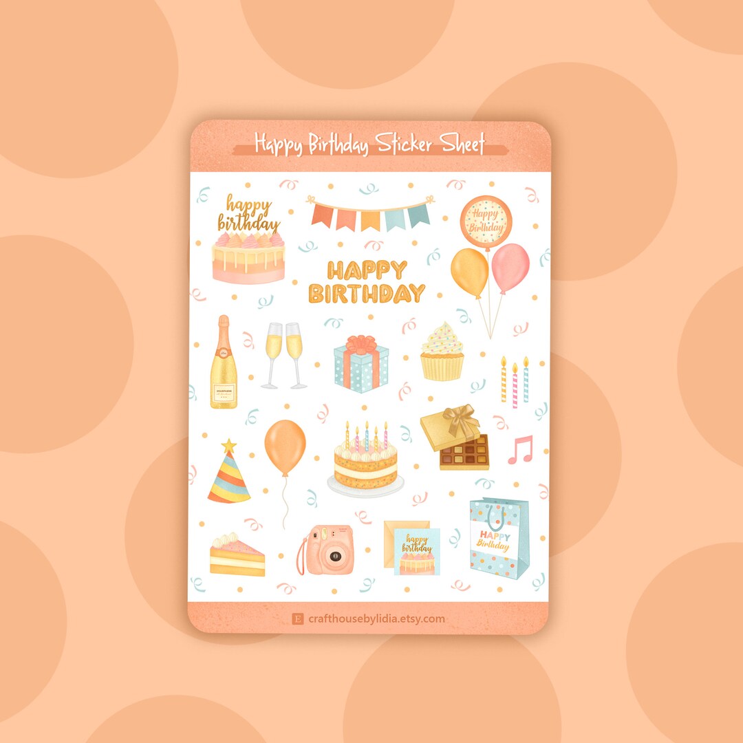 Happy Birthday Stickers Celebration Sticker Sheet - Etsy