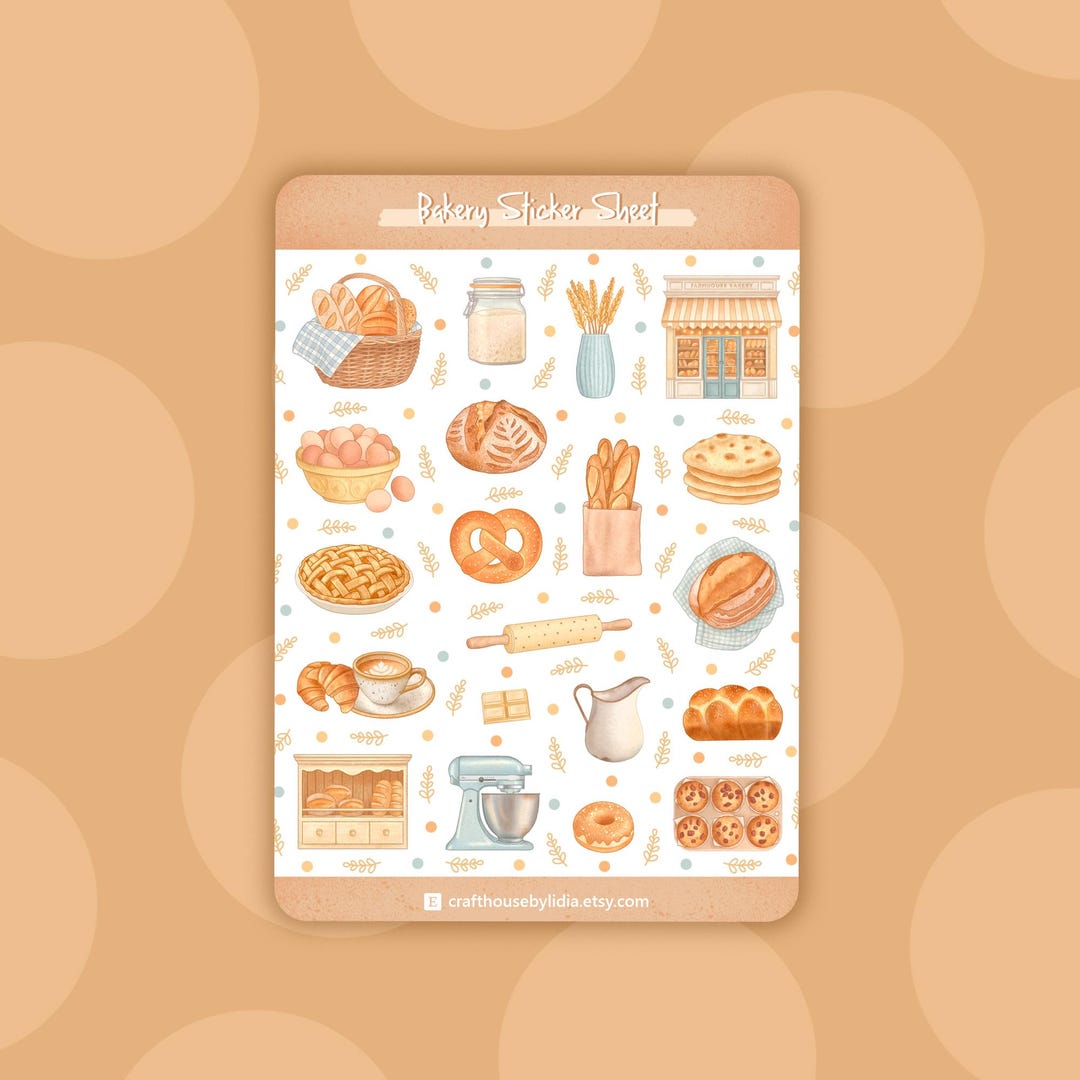 Cute Vintage Bakery Sticker Sheet Cottagecore Bakery Stickers - Etsy