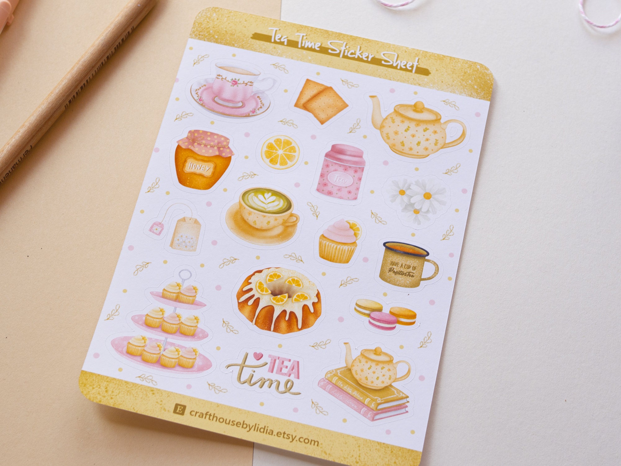 Tea Stickers Tea Sticker Sheet Tea Time Stickers Planner - Etsy