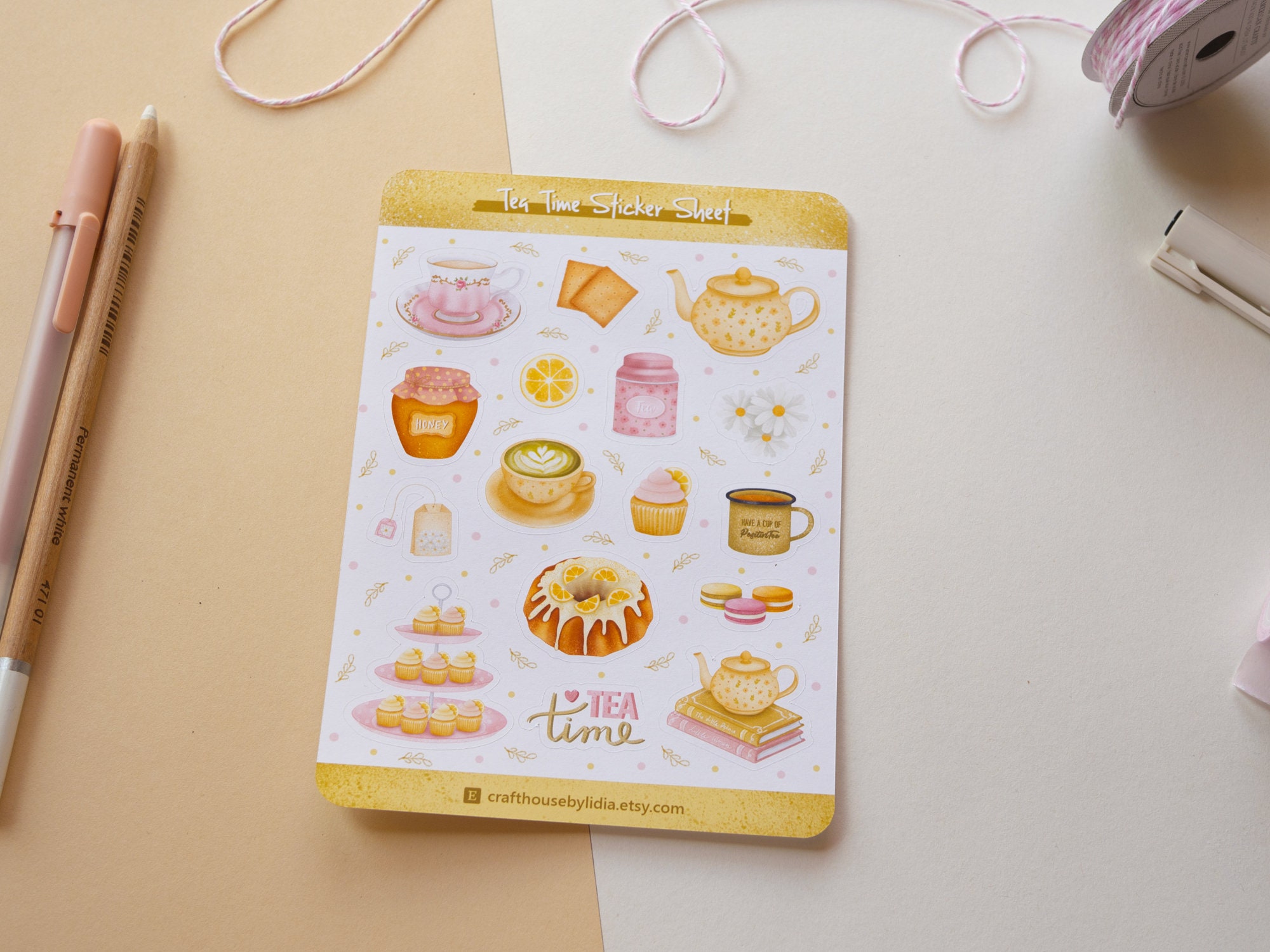 Tea Stickers Tea Sticker Sheet Tea Time Stickers Planner - Etsy