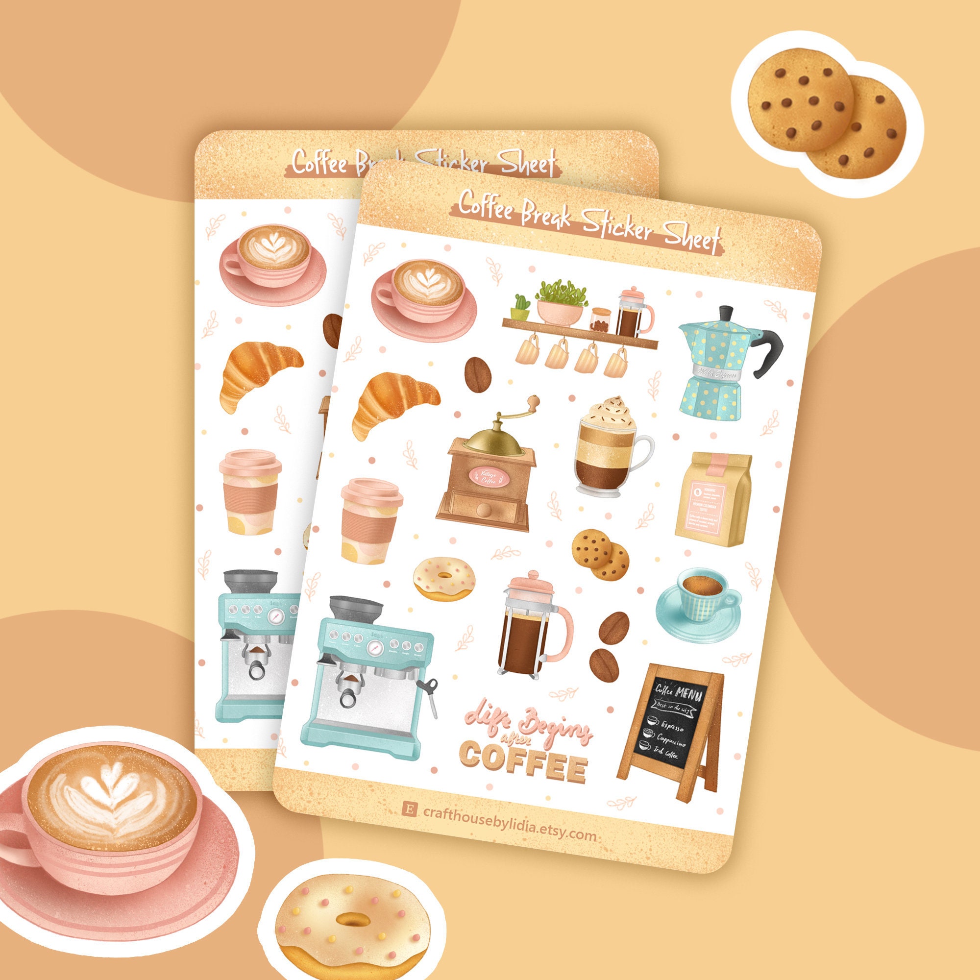 Coffee Stickers Coffee Sticker Sheet Coffee Break Stickers - Etsy