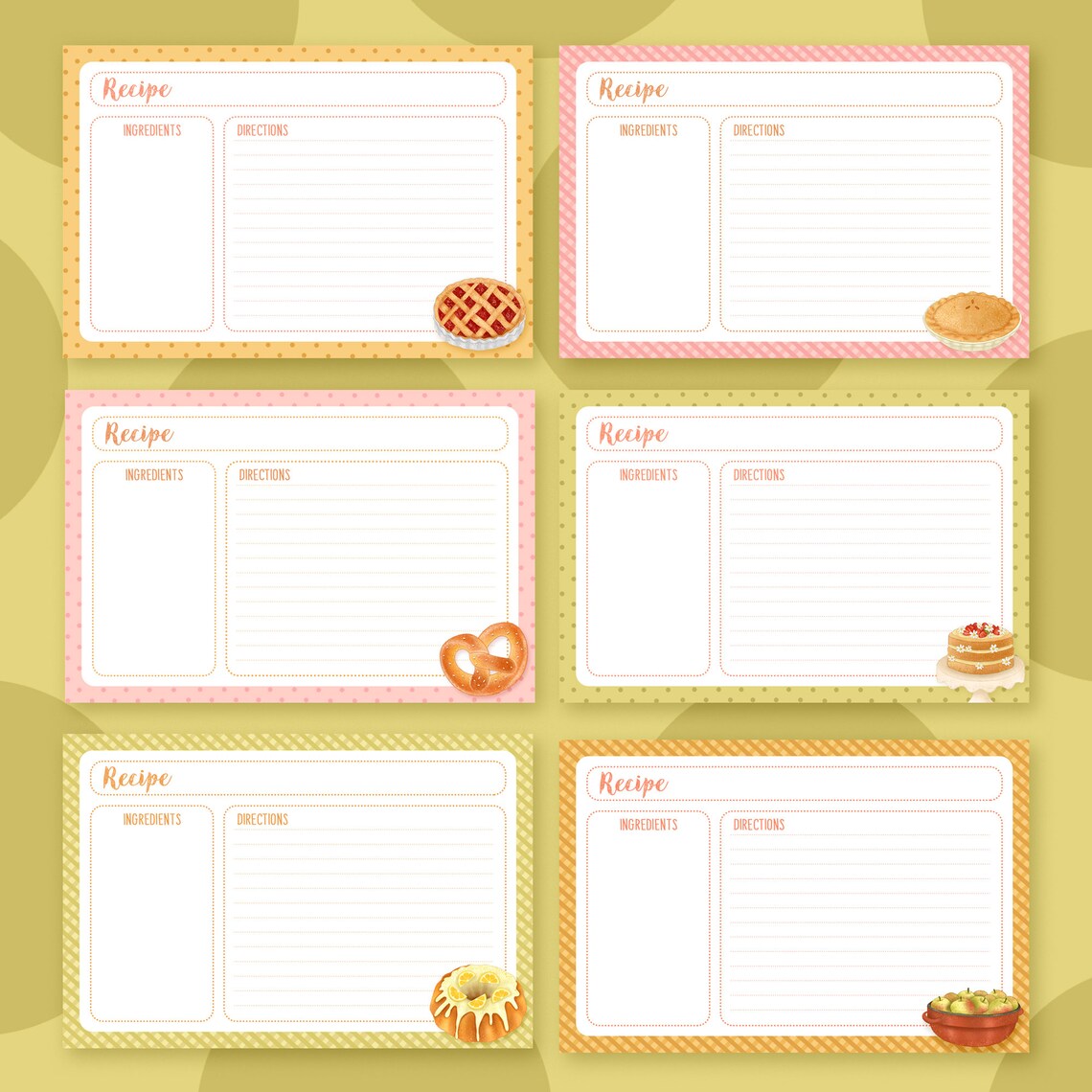 Printable Recipe Cards Recipe Templates Printable 5x7 - Etsy