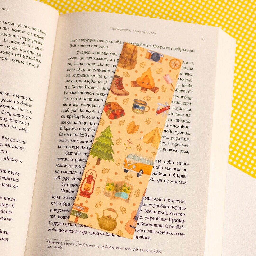 Camping Adventure Bookmark: Illustrated Waterproof Bookmark - Etsy