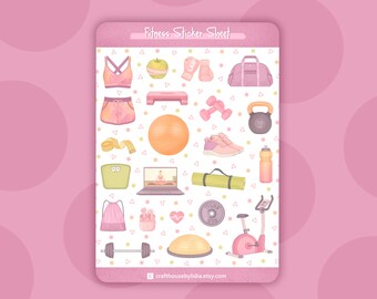 Fitness Sticker Bundle. Printable Sport, Healthy Stickers. Fitness ...