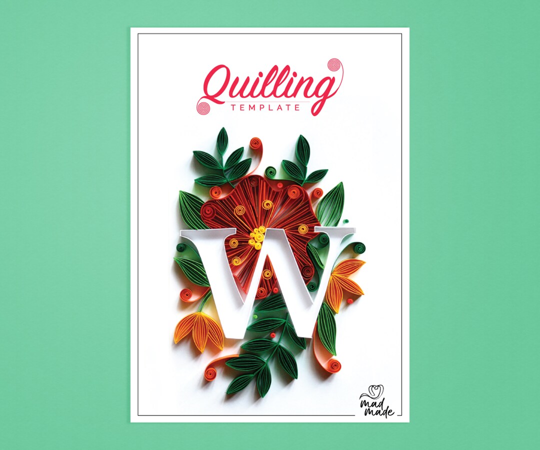 Make Paper Quilling Monogram Alphabet W Template Pattern Digital ...