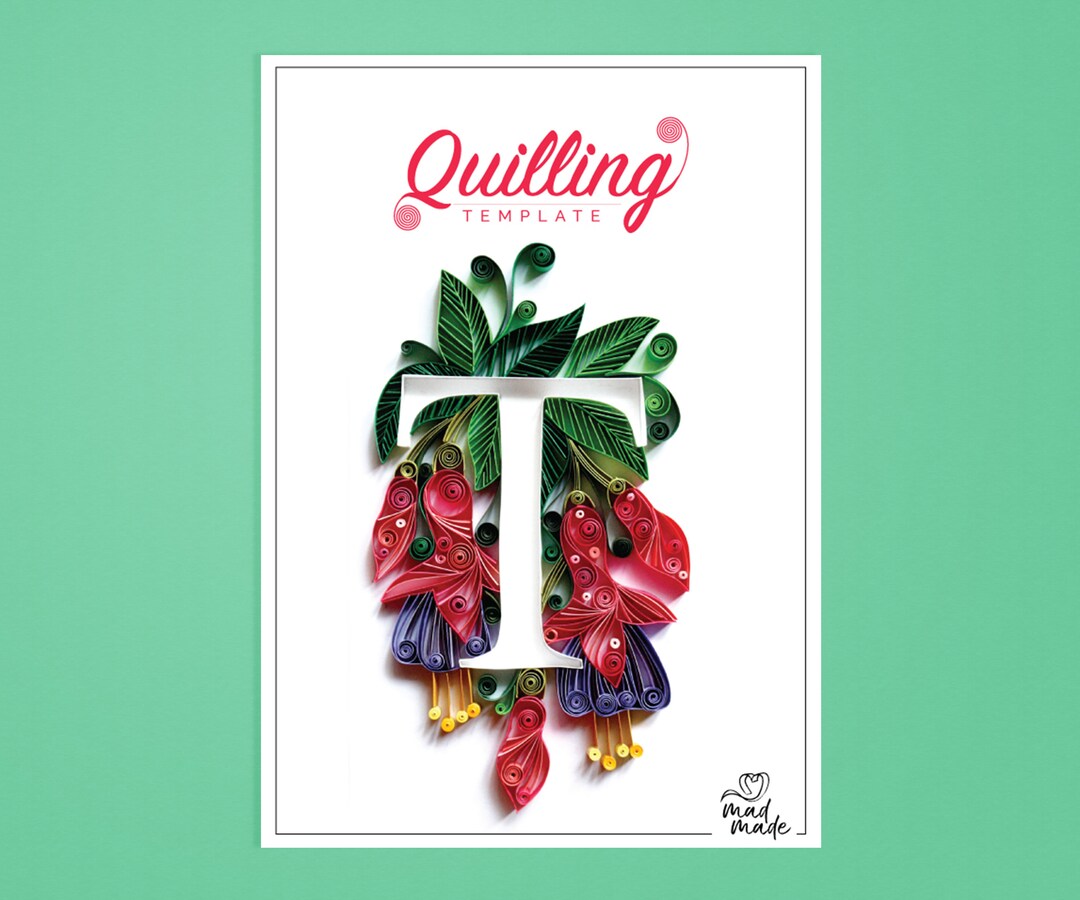 Make Paper Quilling Monogram Alphabet T Pattern Template Digital ...