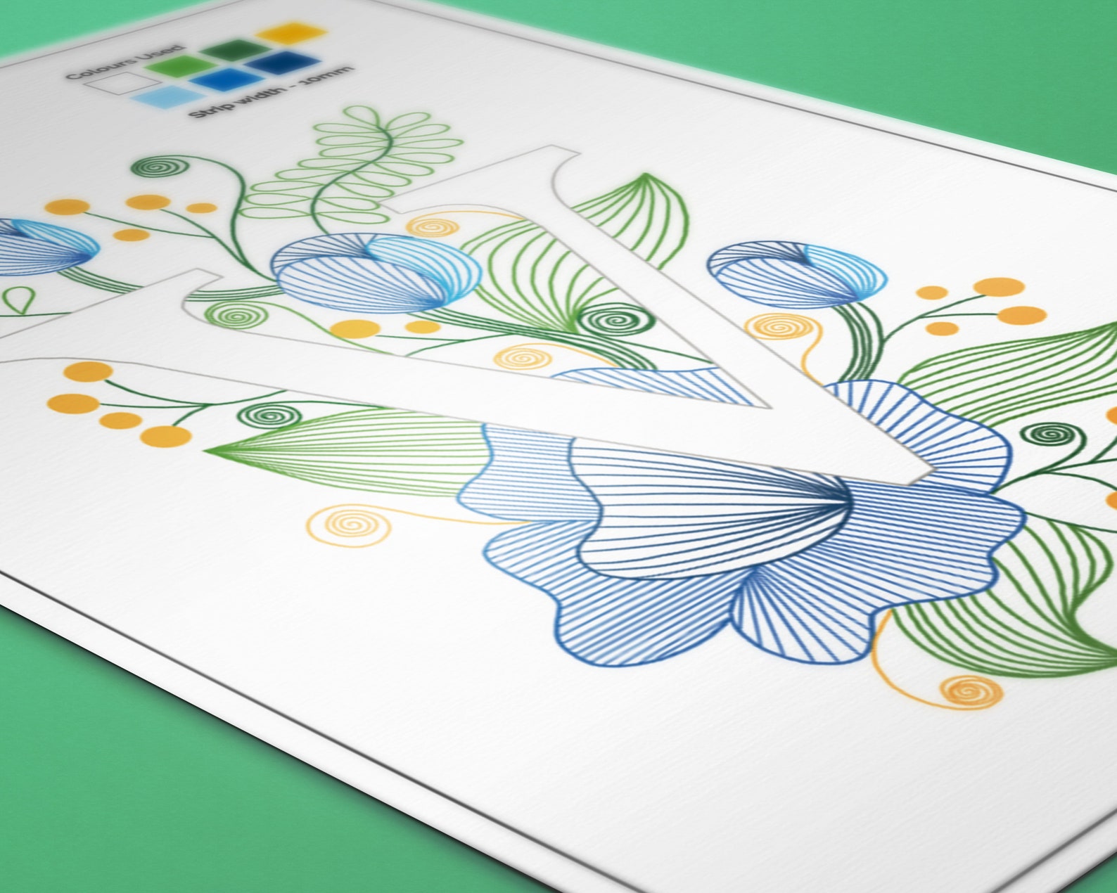 Paper Quilling Template Monogram Alphabet V on Edge Quilling - Etsy