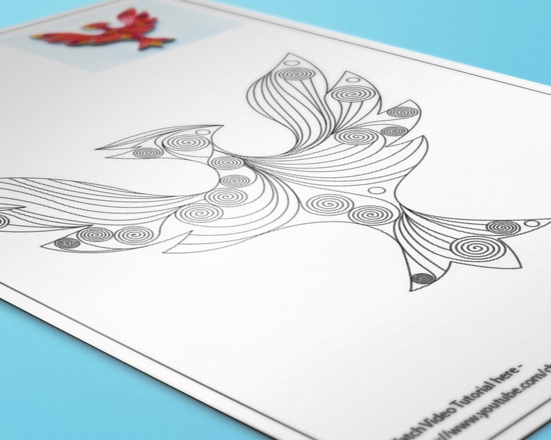 Paper Quilling Template Five Bird Pack Peacock Falcon Rooster Crane ...