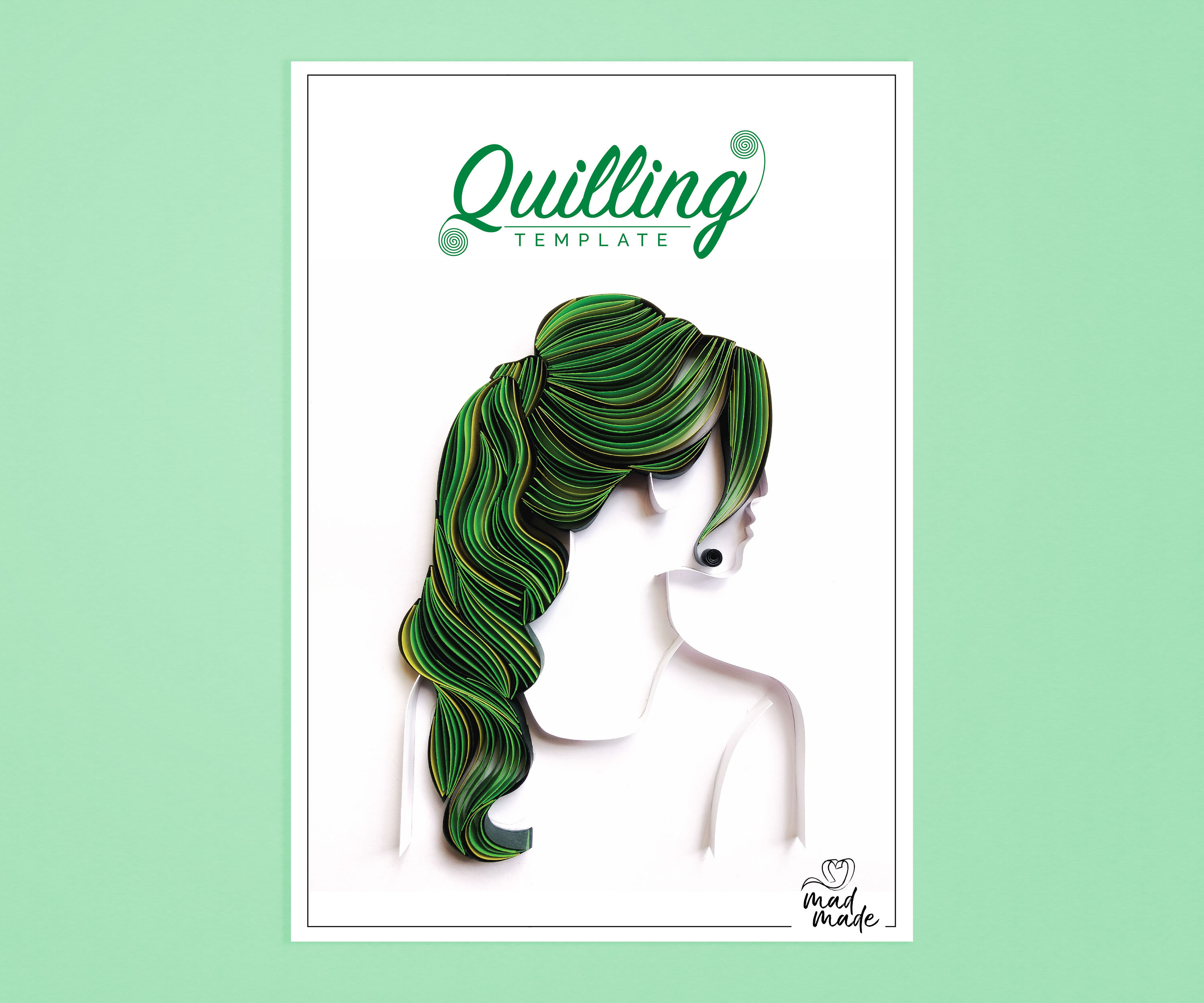 Paper Quilling Template Woman Green Hair Style Paper Craft - Etsy