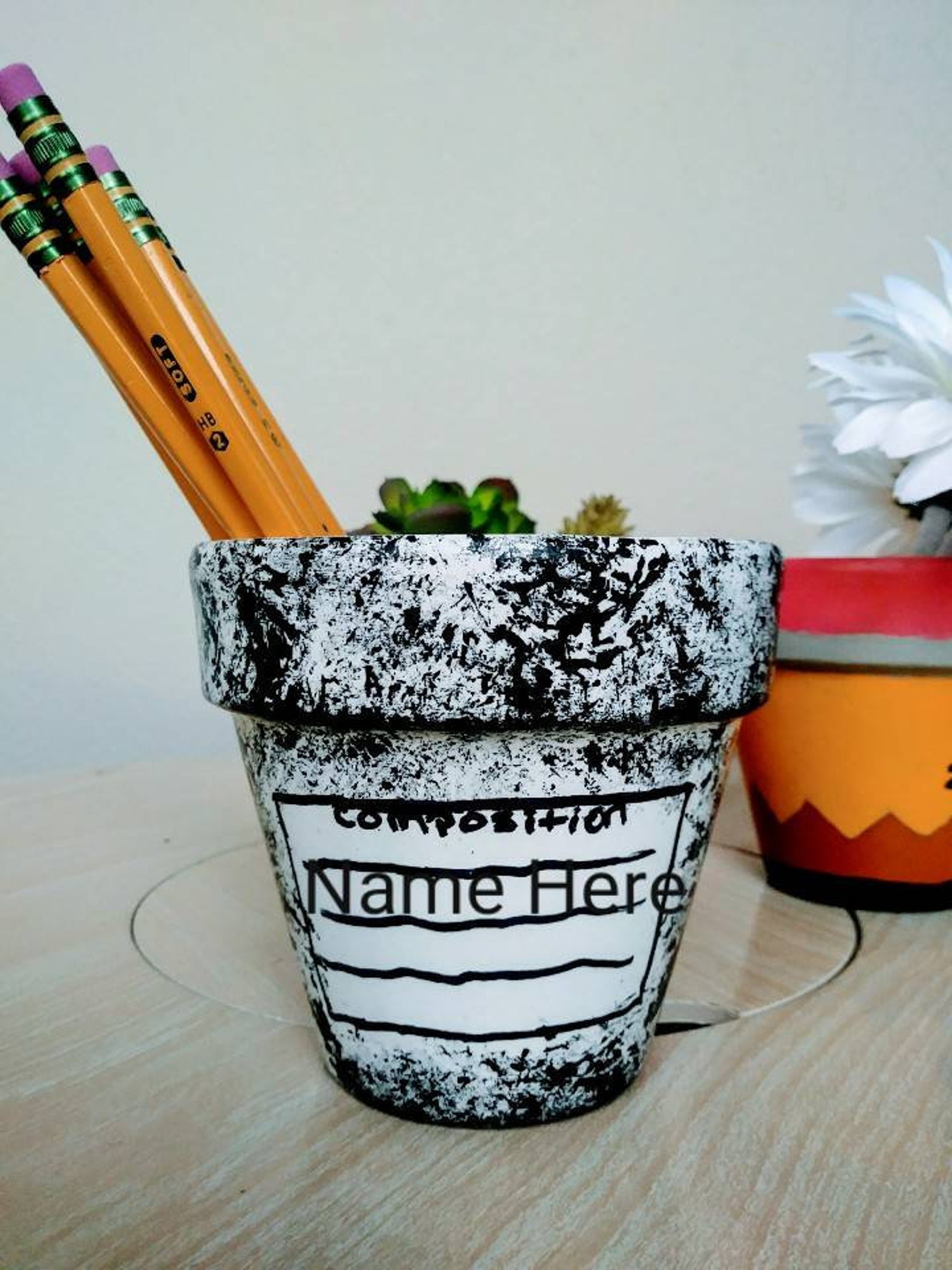Set of 3 School Themed Flower Planters-teacher Appreciation Gifts-candy ...