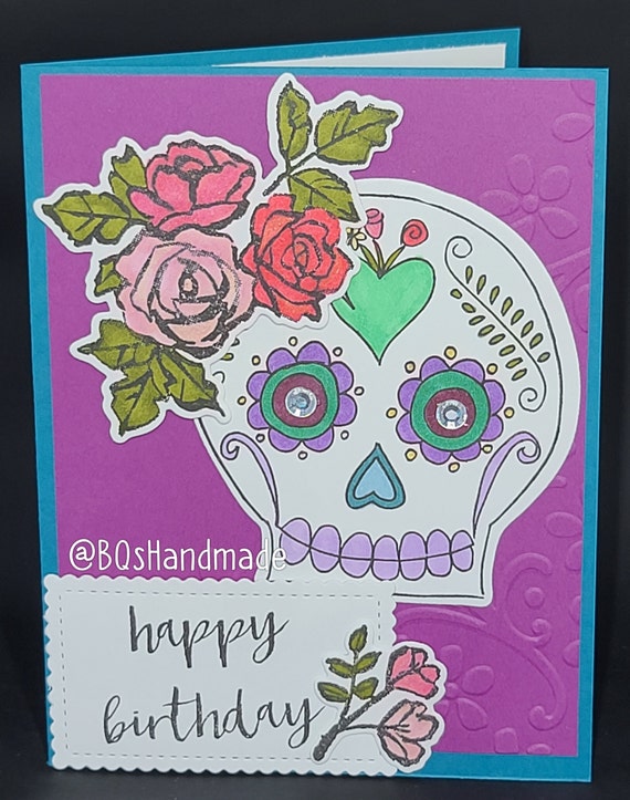 Dia De Los Muertos Birthday Card Homemade Blank Handmade | Etsy