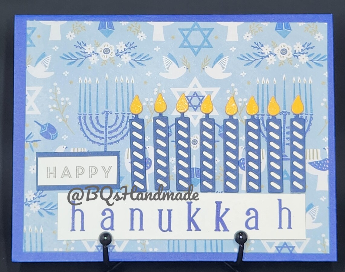 Happy Hanukkah Menorah Themed Card | Handmade | Blank | Homemade - Etsy