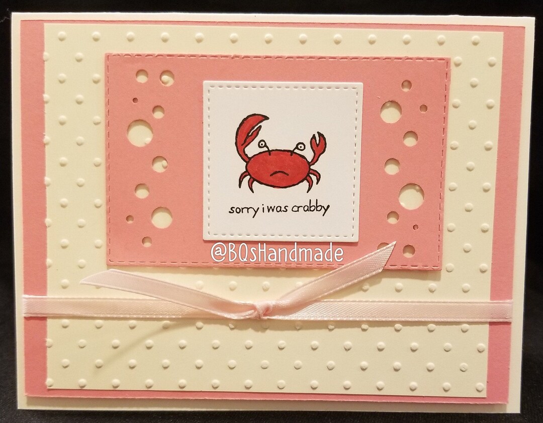 Sorry I Was Crabby Card | Handmade | Blank | Homemade - Etsy