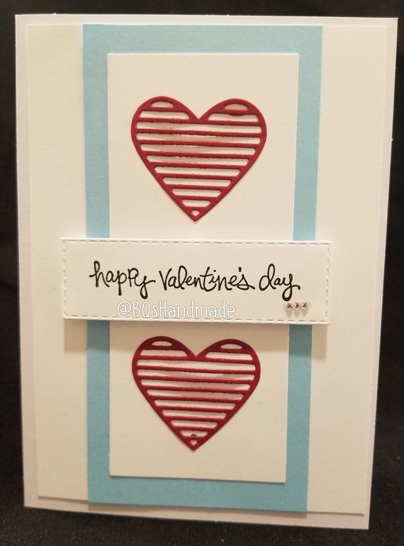Simple Happy Valentine's Day Card Handmade Blank | Etsy
