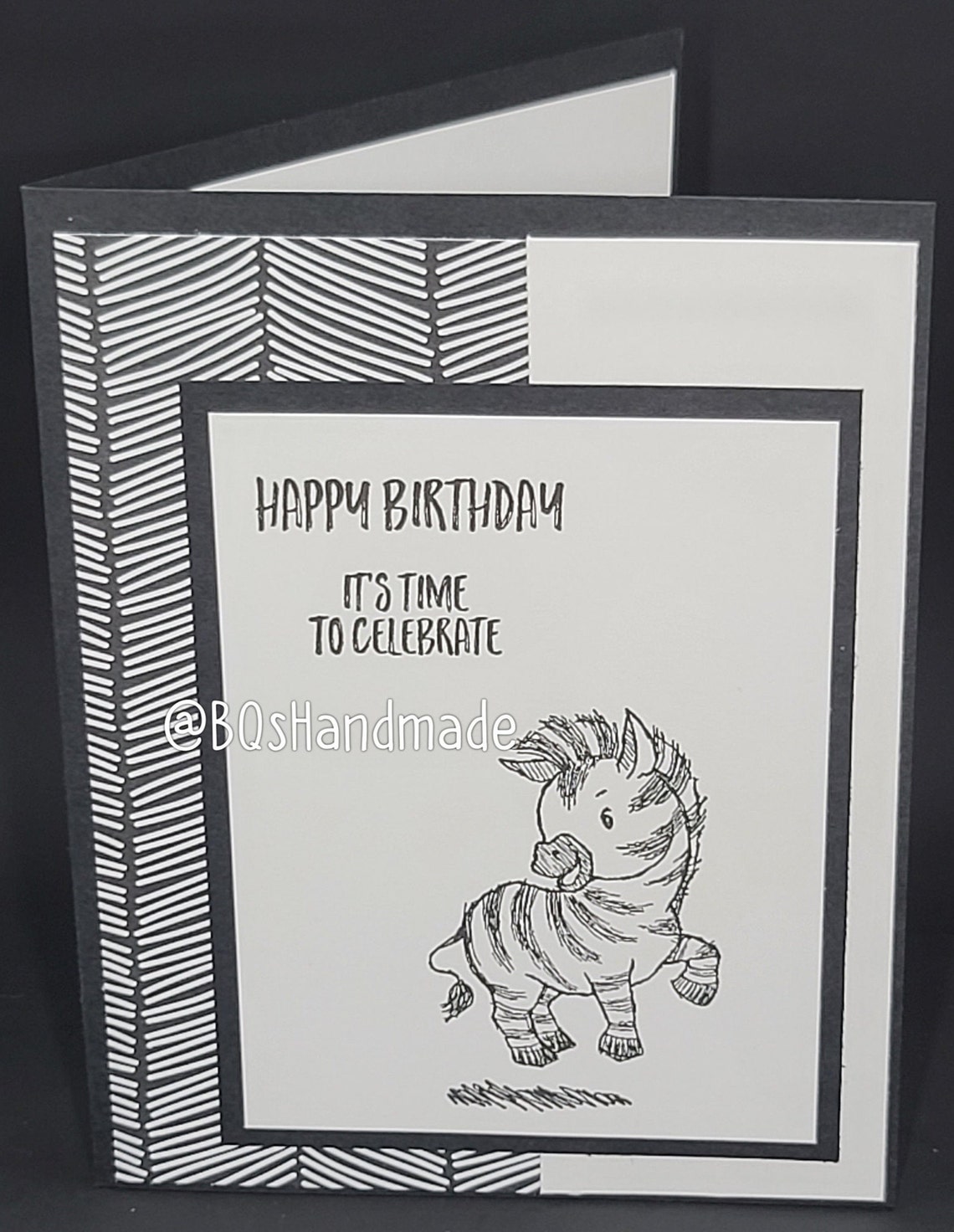 Zebra Themed Birthday Card Handmade Blank Homemade - Etsy