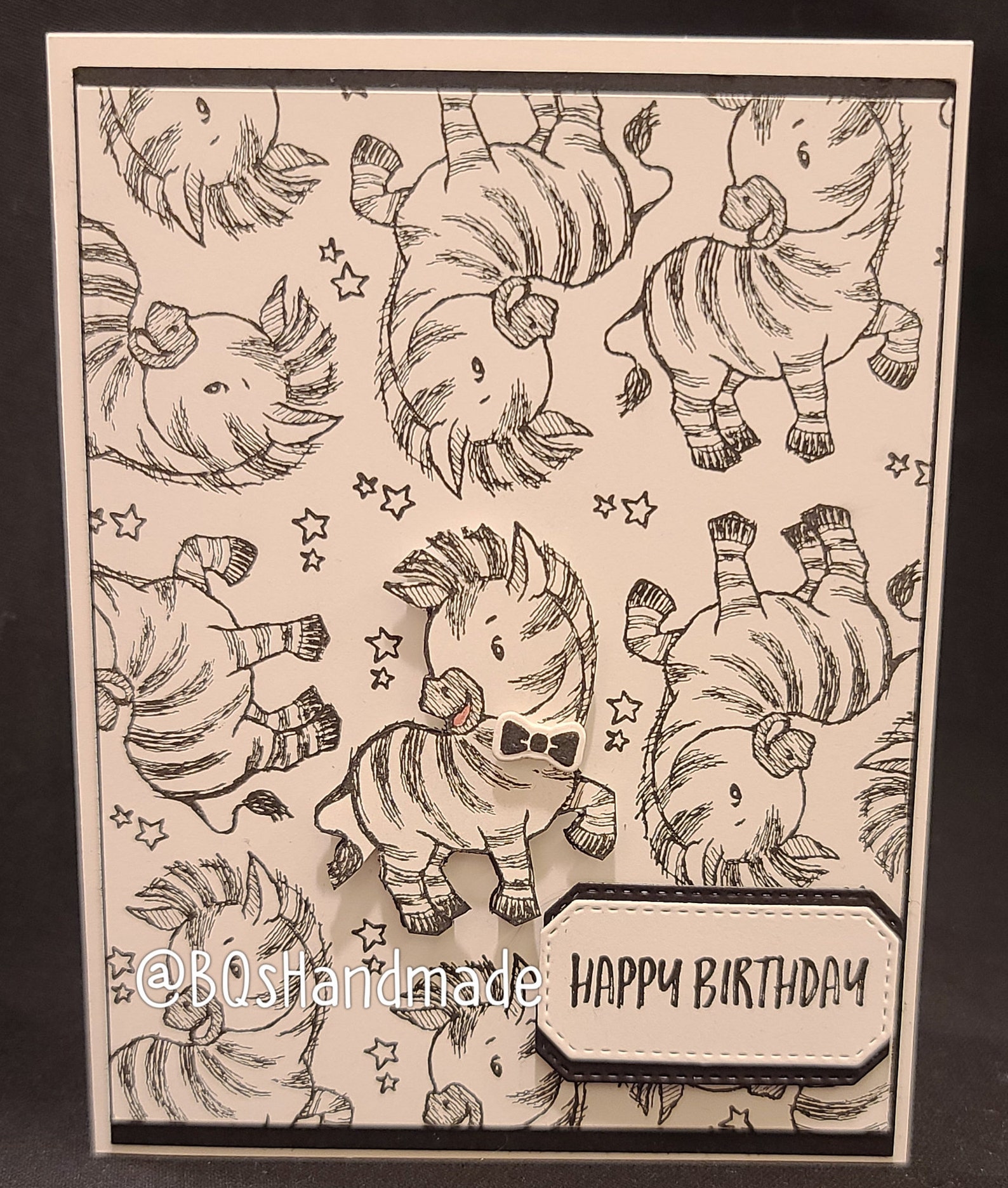Zebra Themed Birthday Card Handmade Blank Homemade | Etsy
