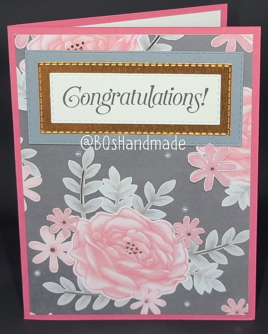 Rose Themed Congratulations Card | Handmade | Blank | Homemade | Bridal ...
