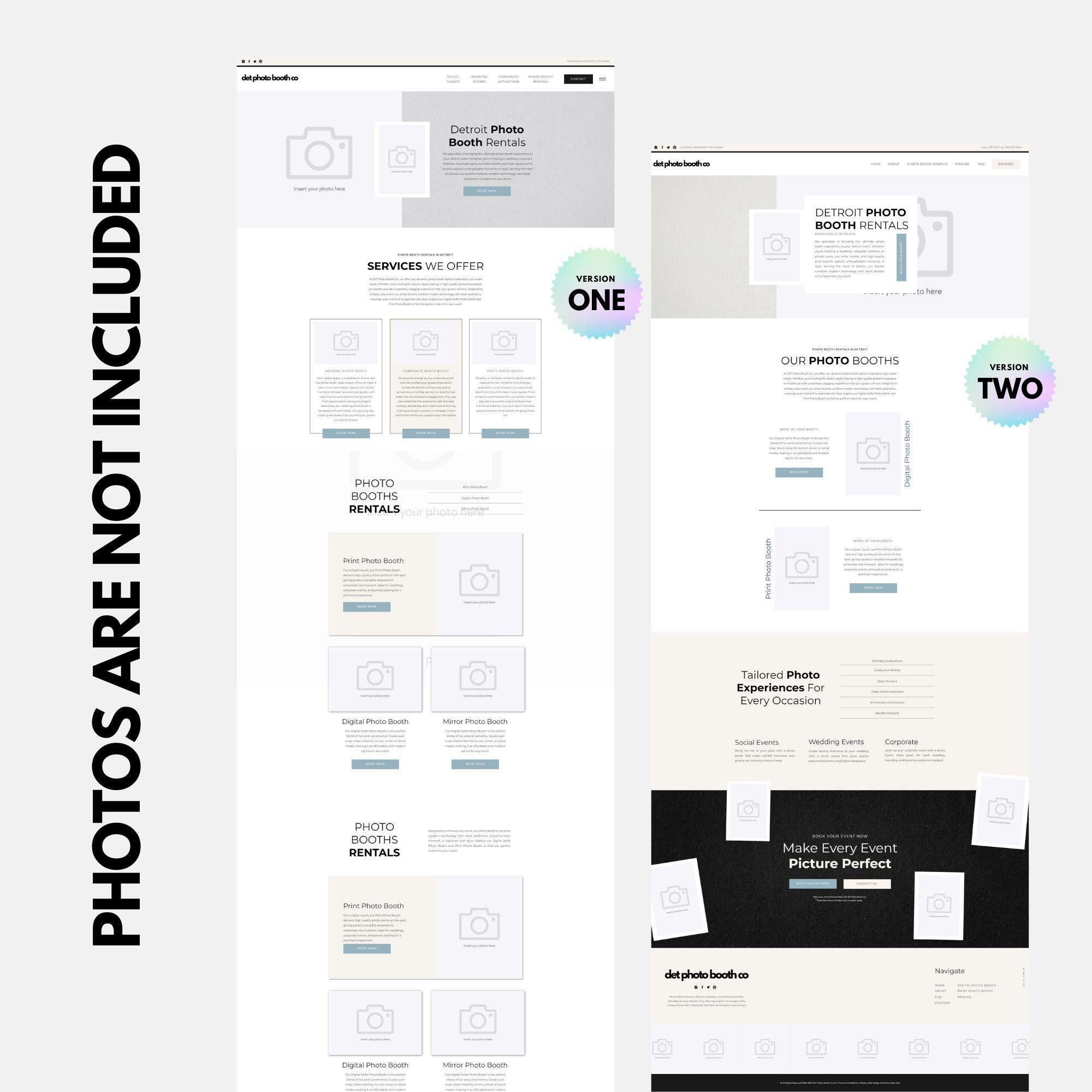 Showit Photo Booth Website Template - Etsy