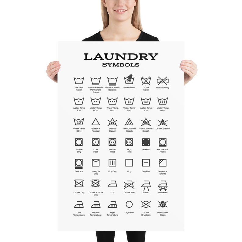 PRINTABLE Laundry Care Symbols Poster Instant Download Minimalist Print ...
