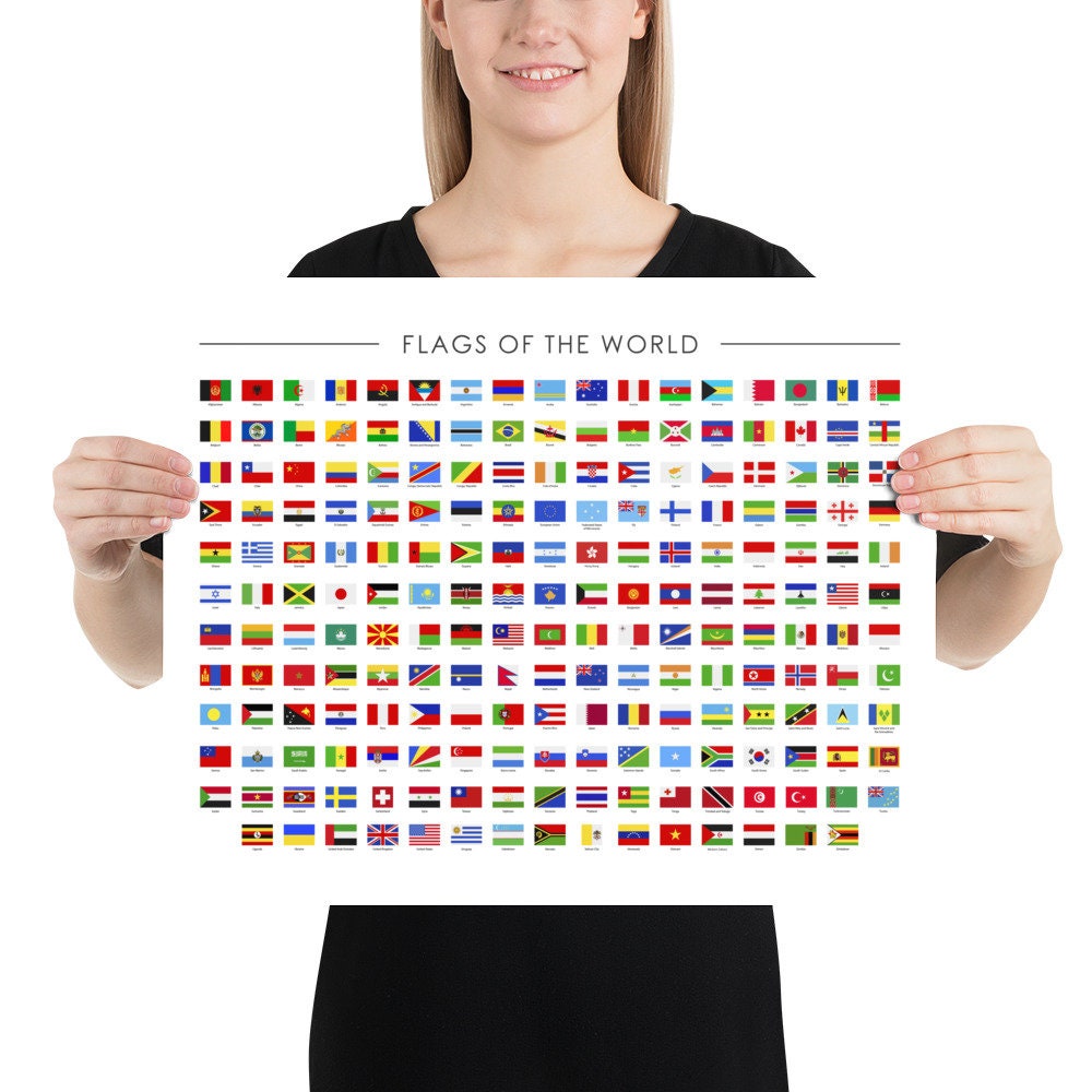 Flags of the World Print | Museum-quality Matte Giclée | Includes De ...