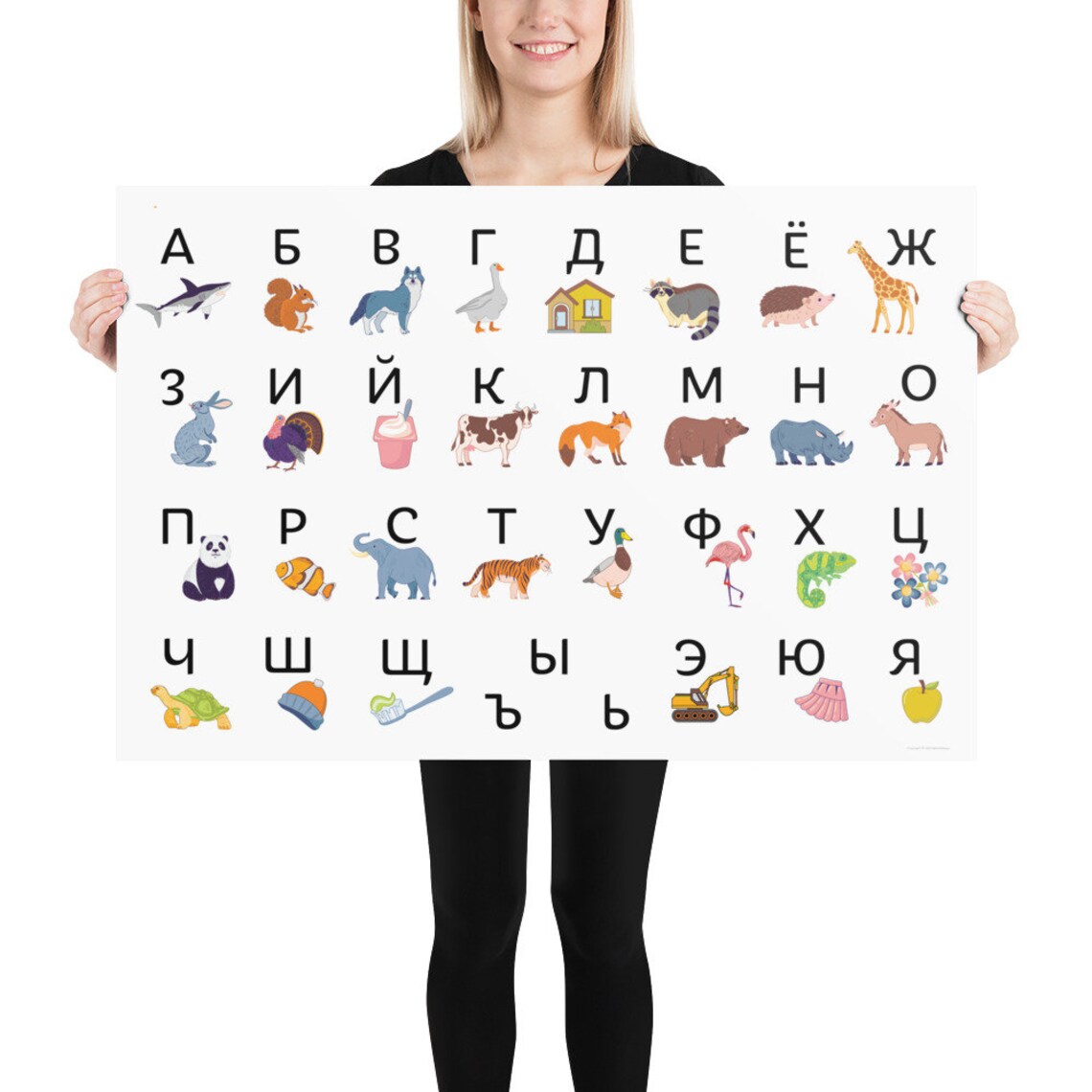 Russian Alphabet Poster Плакат Русская Азбука - Etsy