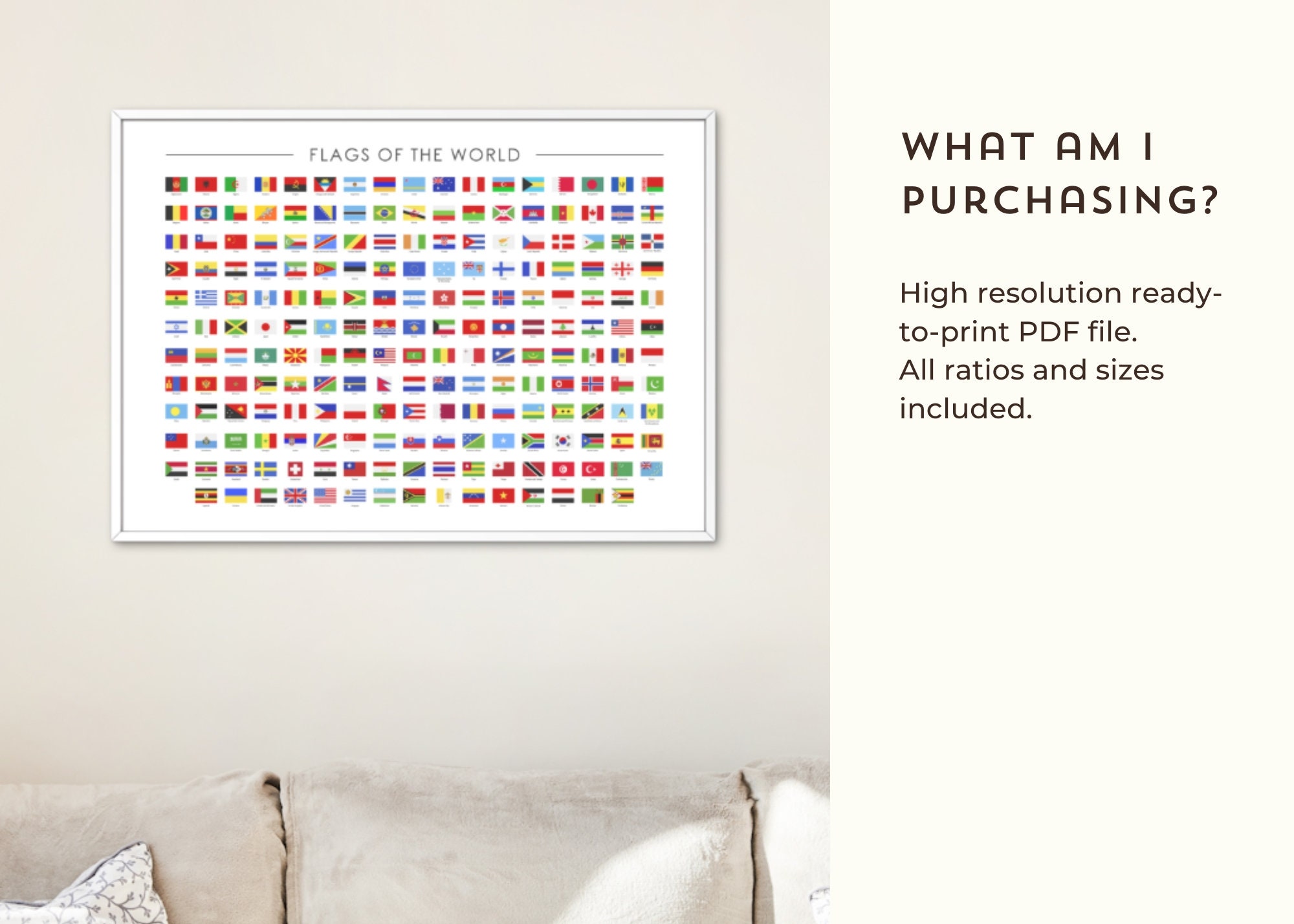 PRINTABLE Flags of the World Poster Includes De Facto States National ...