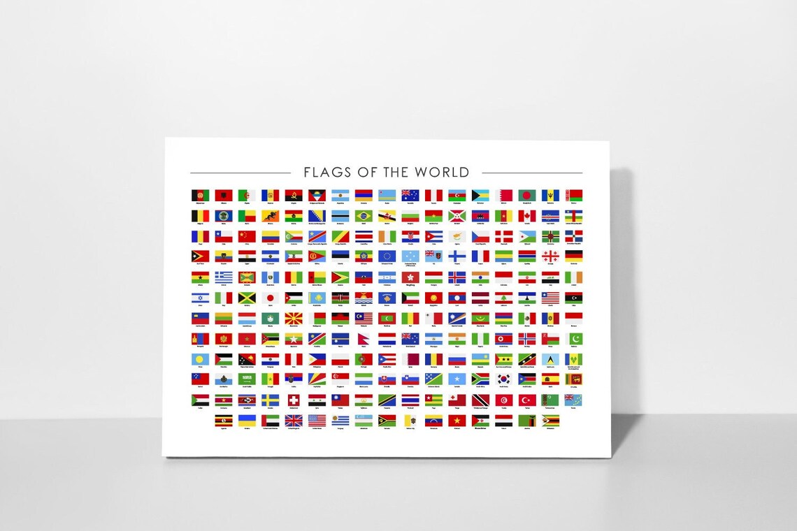 PRINTABLE Flags of the World Poster Includes De Facto States National ...