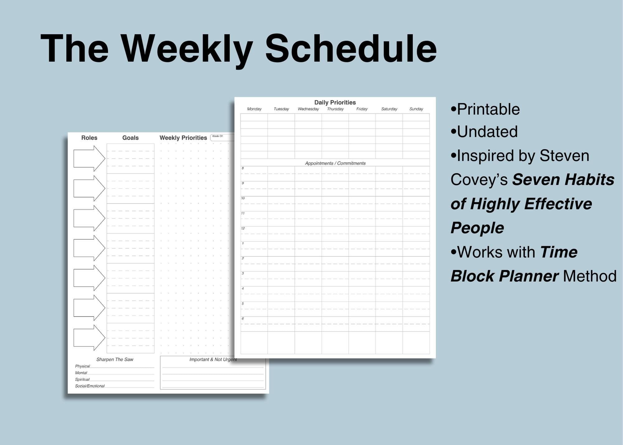7 Habits Weekly Planner Template