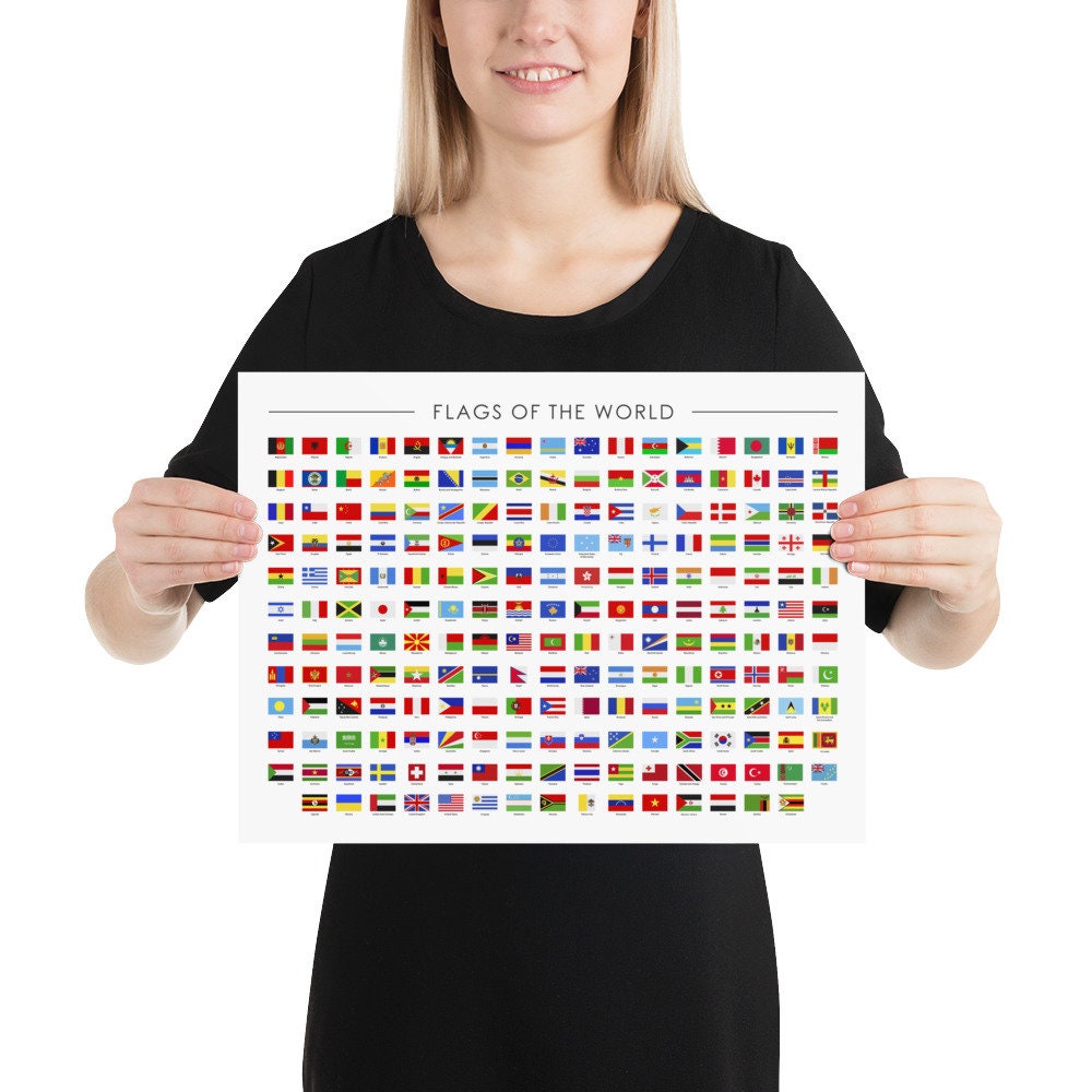 Flags of the World Print | Museum-quality Matte Giclée | Includes De ...