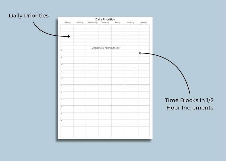 7 Habits Weekly Planner | Printable Calendar Agenda | Roles and Goals ...