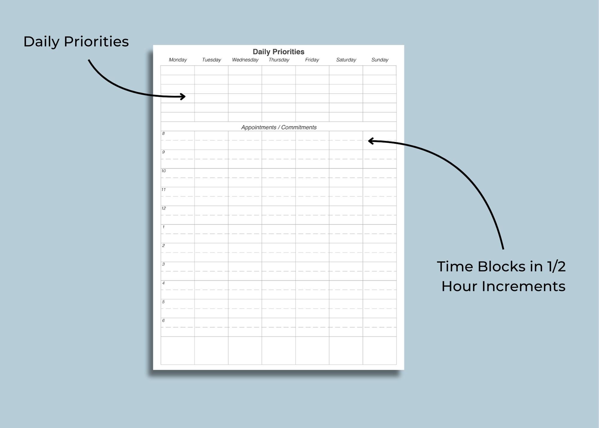 7 Habits Weekly Planner | Printable Calendar Agenda | Roles and Goals ...