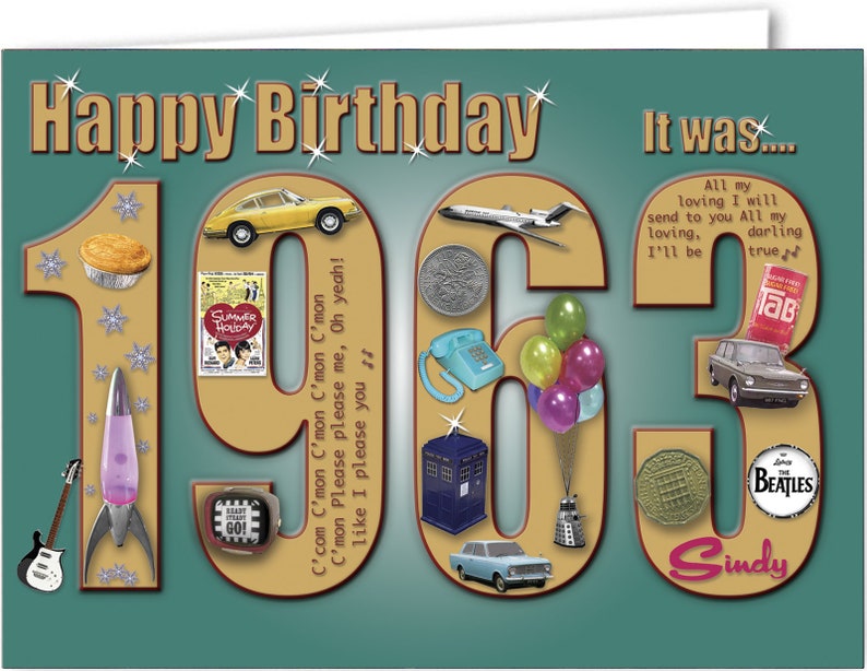 63rd Birthday Card Souvenir of 1963 (2026) - Etsy