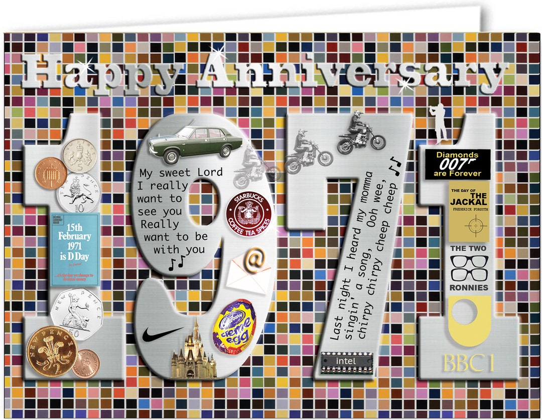 53rd Anniversary Card Souvenir of 1971 2024 - Etsy