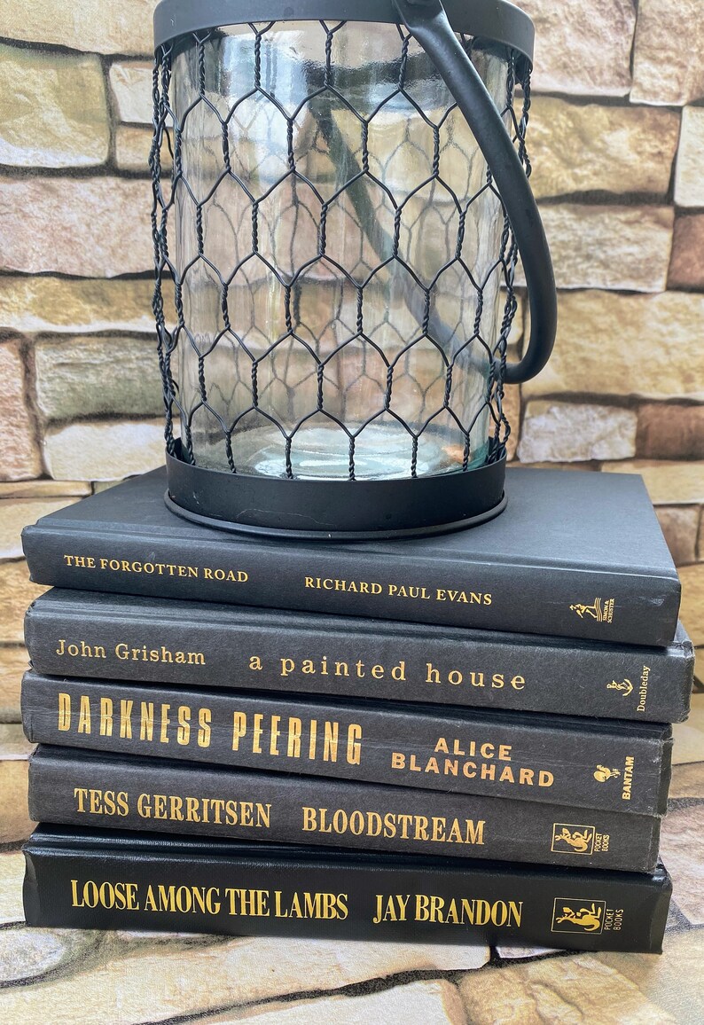 Set of 5 Black Books With Gold Letters, Black Book Set, Black and Gold ...