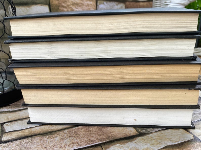 Set of 5 Black Books With Gold Letters, Black Book Set, Black and Gold ...