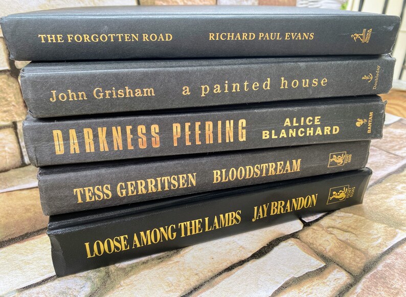 Set of 5 Black Books With Gold Letters, Black Book Set, Black and Gold ...