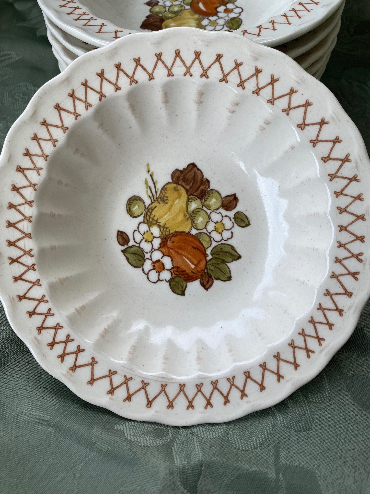 Vintage Vernon Ware by Metlox Fruit Basket Pattern Dinner Plates, Cup ...