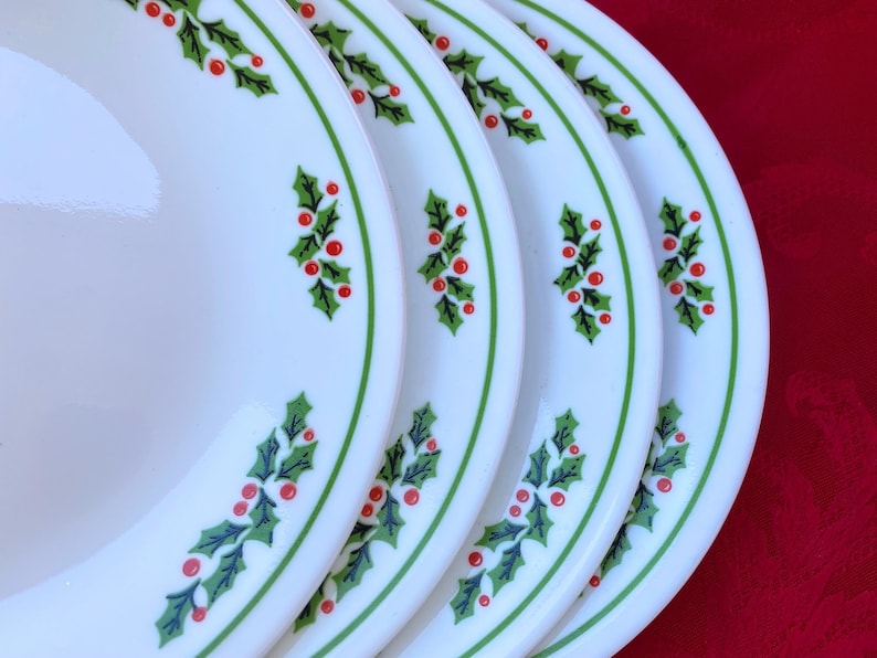 Vintage Corelle by Corning Holly Days Plates and Mugs, Christmas Dishes ...