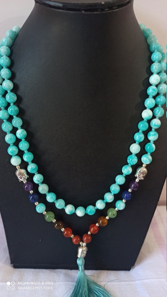 Natural Aquamarine Jade Seven Chakra Japa Mala Prayer Beads - Etsy