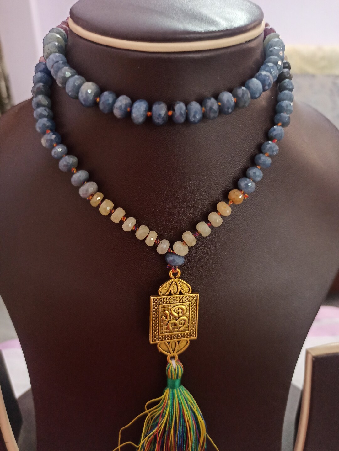 Natural Multi Sapphire Japa Mala Prayer Faceted Beads 108 Beads AAA 337 ...