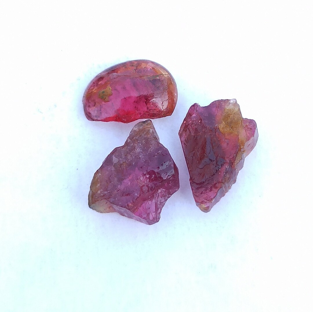 Raw Stone Watermelon Tourmaline Rough Gemstone 9 Carat 3 Pies ...