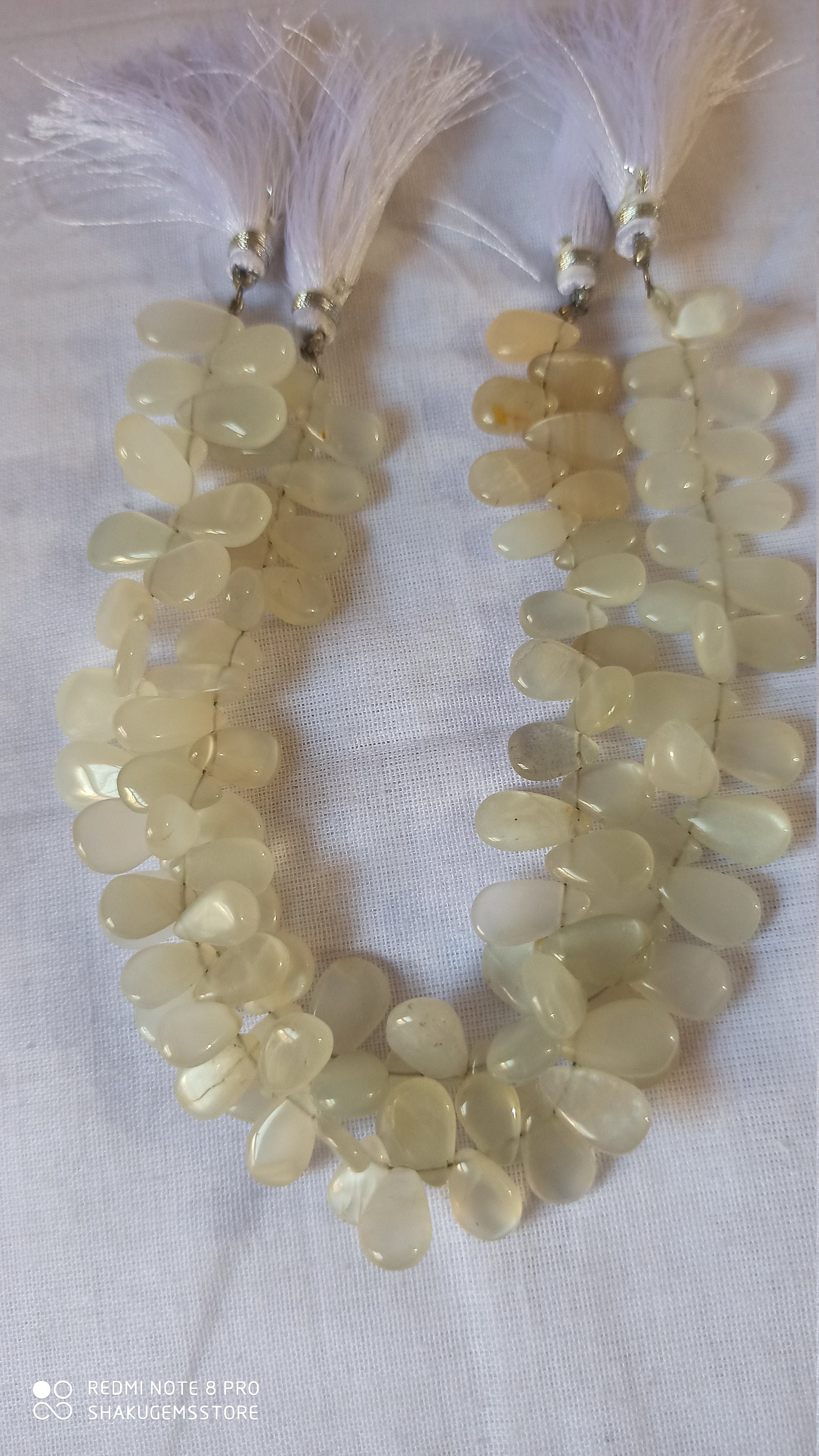 Weiß Monstone Glatte Pear String Perlen Flache Teardrop Briolette 125 ...